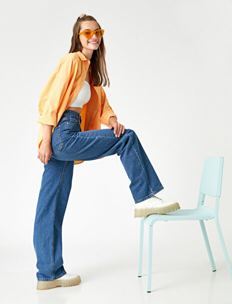 Koton Ole Genç Kız Yüksek Bel Bol Paça Kot Pantolon -  Bianca Jean