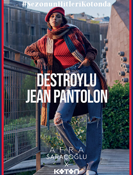 Koton Ole Genç Kız Dizleri Yırtık Geniş Paça Yüksek Bel Kot Pantolon - Straight Jean Koton Ole Genç Kız Dizleri Yırtık Geniş Paça Yüksek Bel Kot Pantolon - Straight Jean