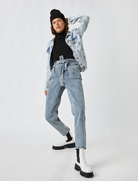 Koton Ole Genç Kız Yüksek Bel Normal Paça Kot Pantolon - Mom Jean