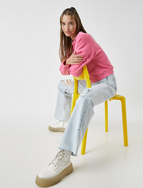 Koton Ole Genç Kız Yüksek Bel Bol Paça Kot Pantolon - Wide Leg Jean Koton Ole Genç Kız Yüksek Bel Bol Paça Kot Pantolon - Wide Leg Jean