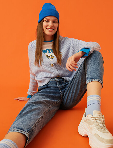 Koton Ole Genç Kız Yüksek Bel Pileli Kot Pantolon