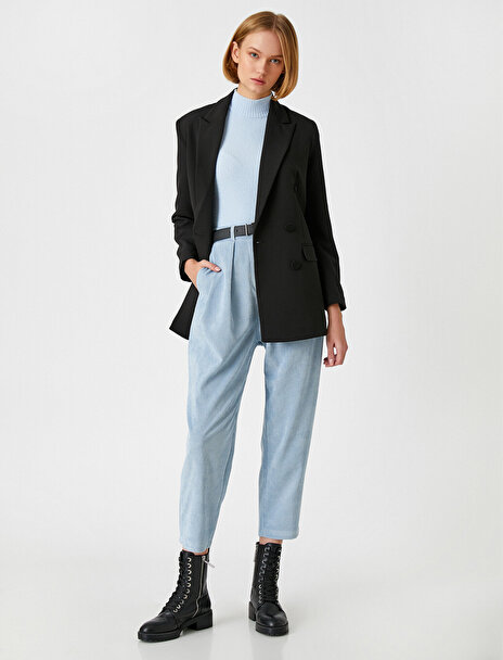 Koton Kadın Pileli Crop Pantolon