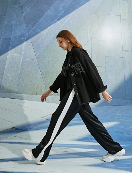 Koton Kadın Yan Çizgili Bol Paça Pantolon