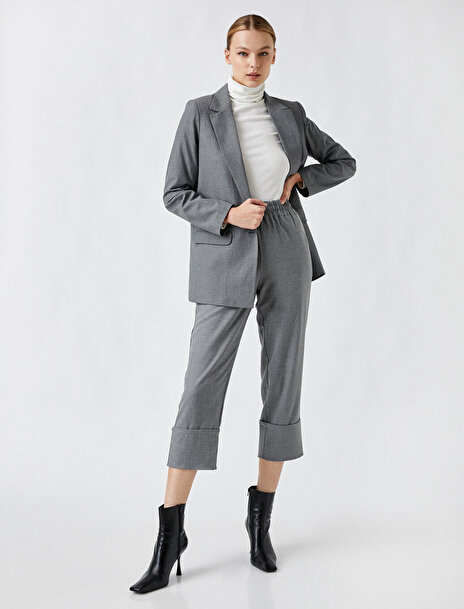 Koton Kadın Yüksek Bel Kısa Paça Kumaş Pantolon