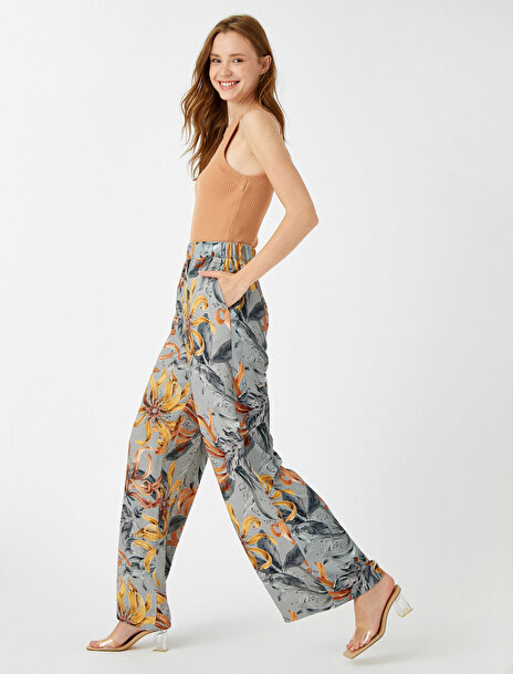 Koton Kadın Çiçekli Pantolon Geniş Paça