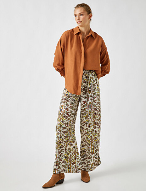 Koton Kadın Bol Paça Etkin Desen Pantolon