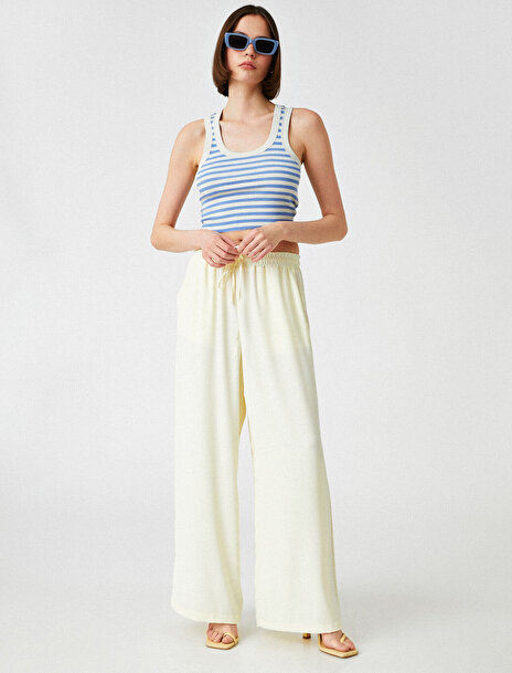 Koton Kadın Geniş Paça Yüksel Belli Cepli Pantolon