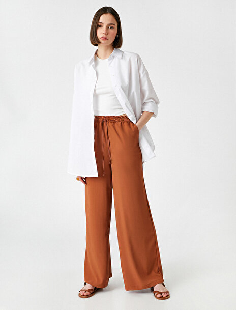 Koton Kadın Geniş Paça Yüksel Belli Cepli Pantolon