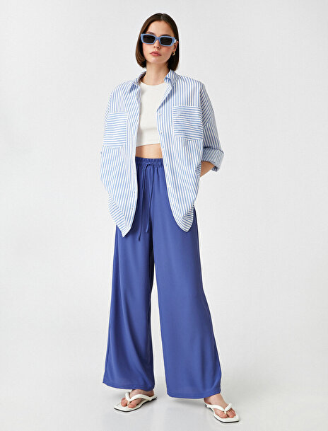 Koton Kadın Geniş Paça Yüksel Belli Cepli Pantolon