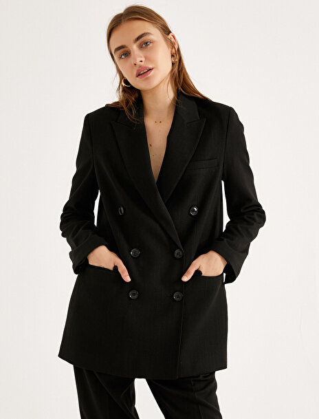 Koton Kadın Kruvaze Yaka Blazer Ceket