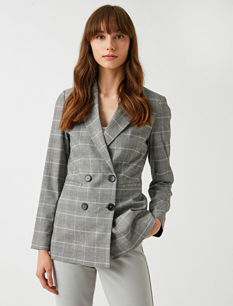 Koton Kadın Blazer Ceket Takım Ekose