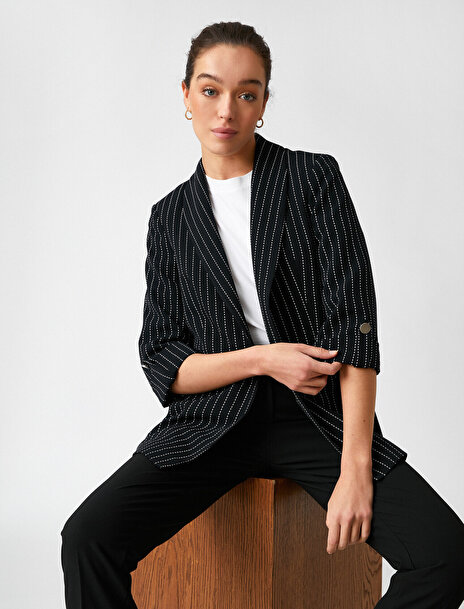 Koton Kadın Çizgili Blazer Ceket