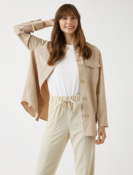 Koton Kadın Oversize Gömlek Uzun Kollu Cepli