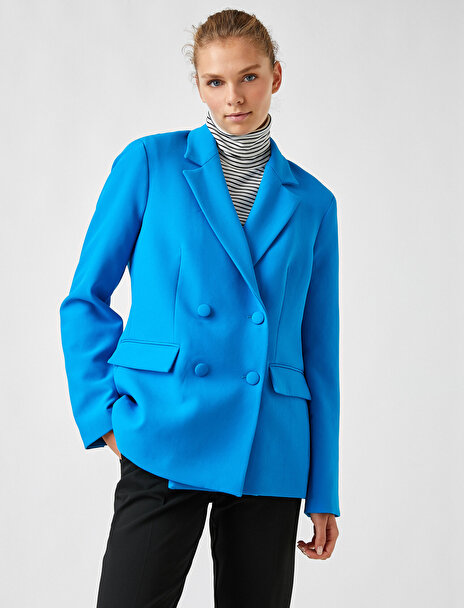 Koton Kadın Kruvaze Düğmeli Katlı Yaka Blazer Ceket