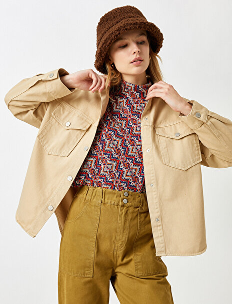 Koton Ole Genç Kız Uzun Kollu Cepli Kot Ceket