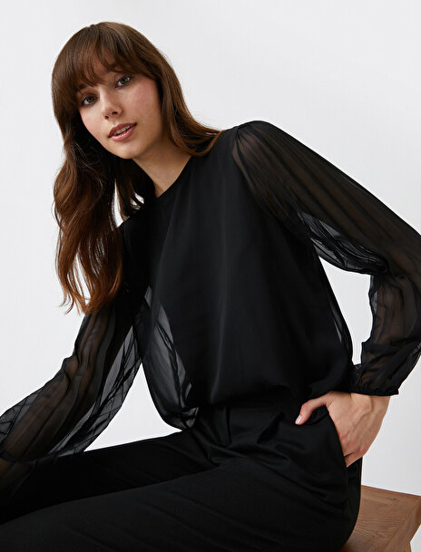 Koton Kadın Kolları Pileli Bluz Transparan