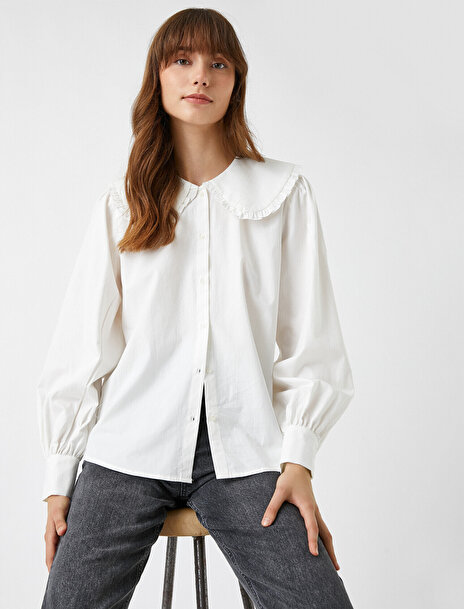 Koton Kadın Önlük Yaka Gömlek Pamuklu