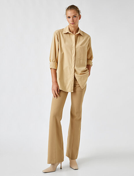 Koton Kadın Pamuklu Uzun Kollu Cepli Gömlek Koton Kadın Pamuklu Uzun Kollu Cepli Gömlek