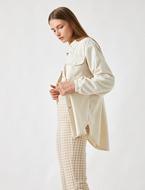 Koton Kadın Çıtçıt Düğmeli Kadife Gömlek