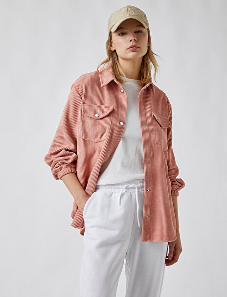 Koton Kadın Çıtçıt Düğmeli Kadife Gömlek