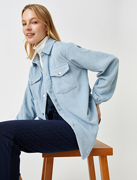 Koton Kadın Çıtçıt Düğmeli Kadife Gömlek