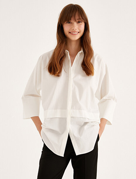Koton Kadın Pamuklu Yarım Kollu Gömlek