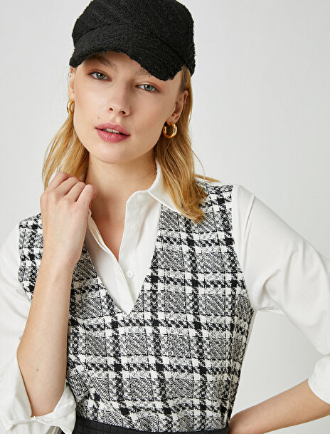 Koton Kadın Süveterli Gömlek Yaka Bluz