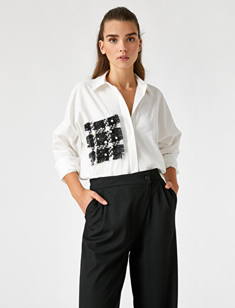 Koton Kadın Boncuk Detaylı Gömlek
