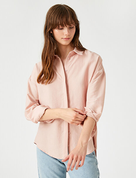 Koton Kadın Uzun Kollu Gömlek Gizli Patlı Koton Kadın Uzun Kollu Gömlek Gizli Patlı