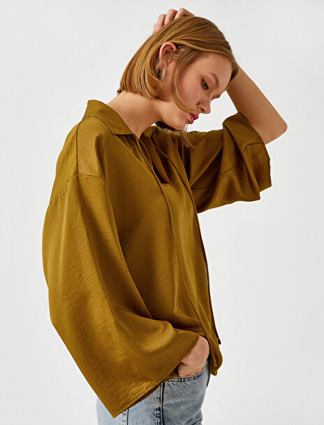 Koton Kadın Geniş Kollu Saten Bluz