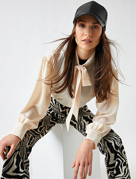 Koton Kadın Fular Yaka Uzun Kollu Gömlek