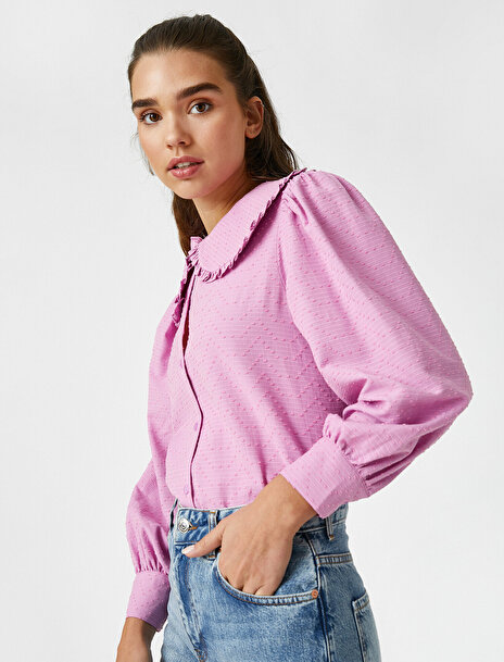 Koton Kadın Bebe Yaka Gömlek Balon Kollu Koton Kadın Bebe Yaka Gömlek Balon Kollu