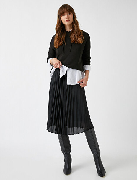 Koton Kadın Pileli Midi Etek Beli Lastikli