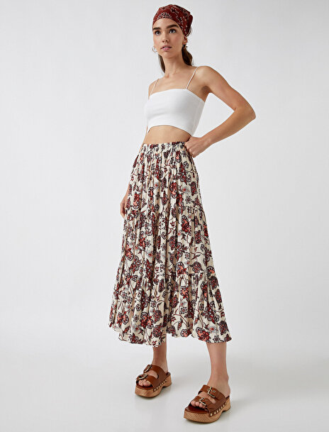 Koton Kadın Desenli Yazlık Kloş Etek