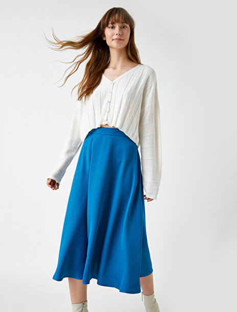 Koton Kadın Düz Kloş Etek Beli Lastikli