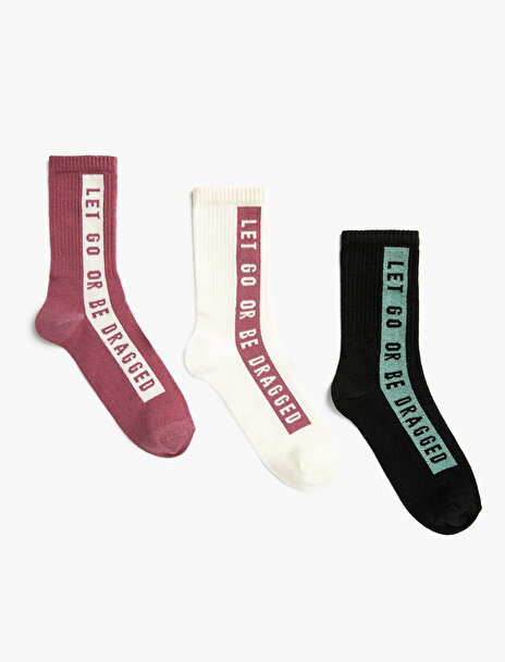 Koton Kadın Sloganlı Soket Kadın 3'lü Çorap