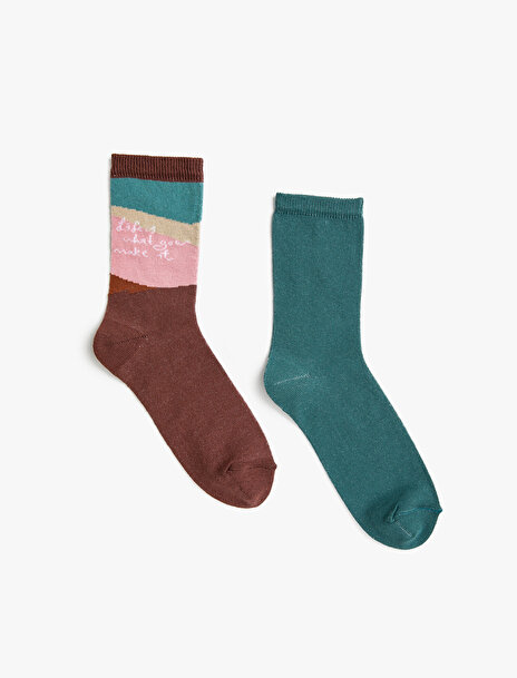 Koton Kadın Yazı Baskılı 2'li Kadın Çorap