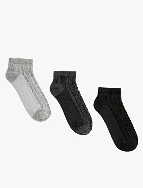 Koton Kadın Kadın Örme Desenli Patik Çorap Seti 3'lü