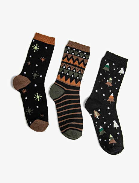Koton Kadın Kadın Desenli Uzun Çorap Seti 3'lü