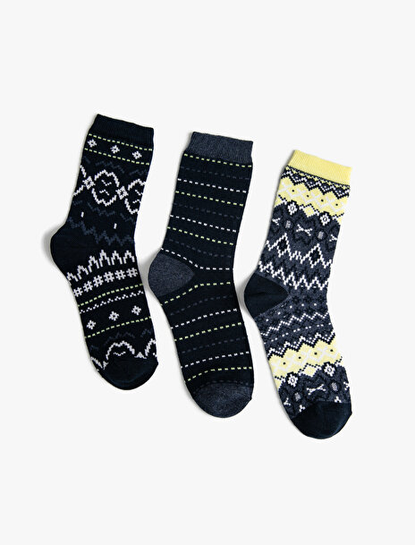 Koton Kadın Kadın Desenli Uzun Çorap Seti 3'lü Pamuklu