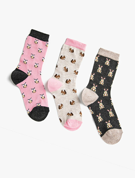 Koton Kadın Hayvanlar Desenli Kadın Çorap Seti Koton Kadın Hayvanlar Desenli Kadın Çorap Seti