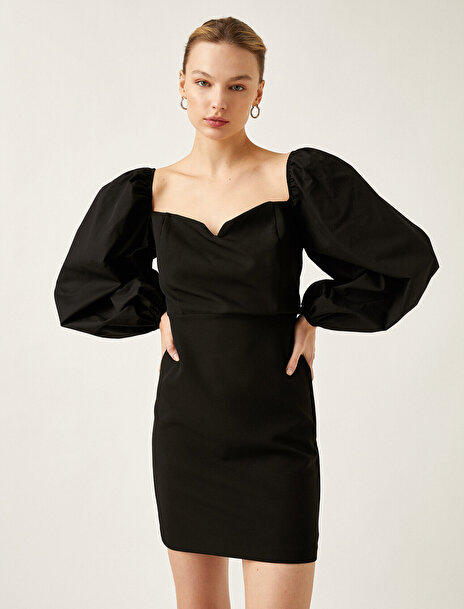 Koton Kadın Kalp Yaka Mini Elbise