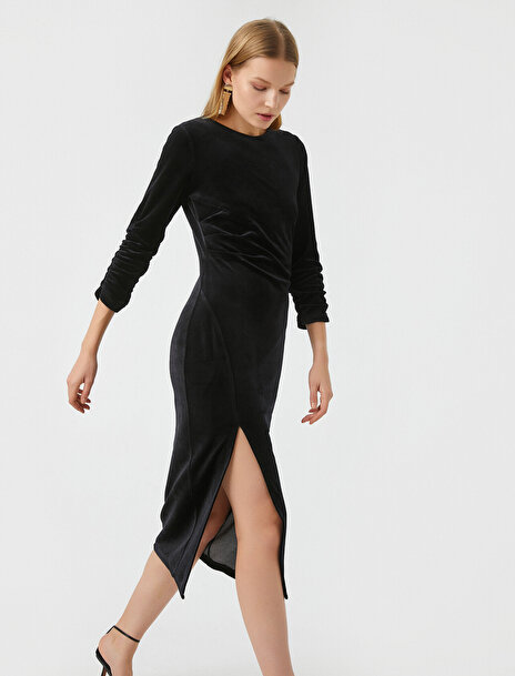 Koton Kadın Yırtmaçlı Midi Elbise