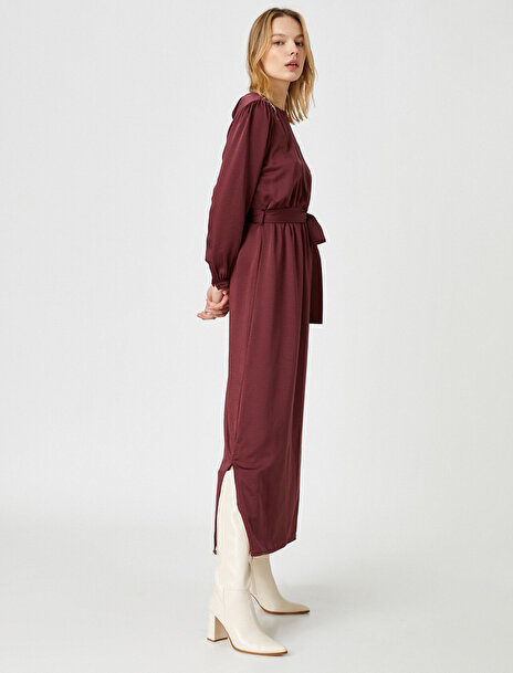 Koton Kadın Kuşaklı Uzun Kollu Maxi Elbise