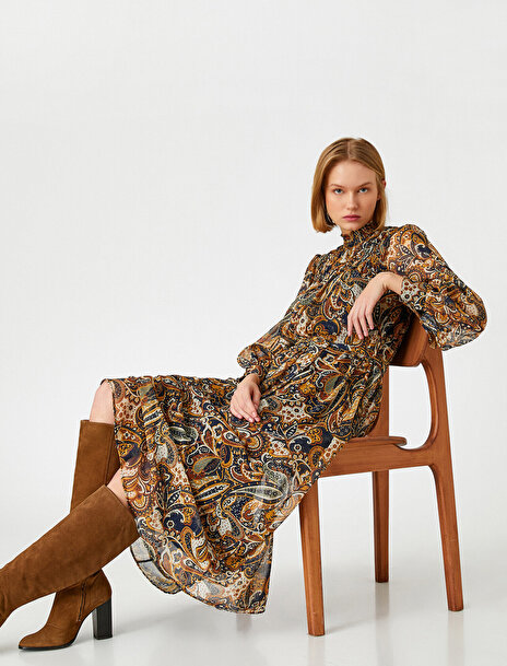 Koton Kadın Desenli Midi Elbise