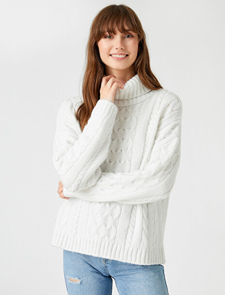 Koton Kadın Balıkçı Yaka Uzun Kollu Örgü Kazak