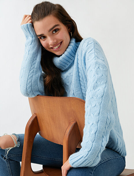 Koton Kadın Balıkçı Yaka Uzun Kollu Örgü Kazak