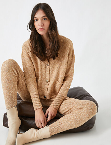 Koton Kadın V Yaka Triko Yelek Düğmeli