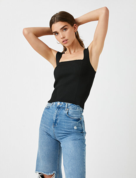 Koton Kadın Kare Yaka Kolsuz Triko Atlet