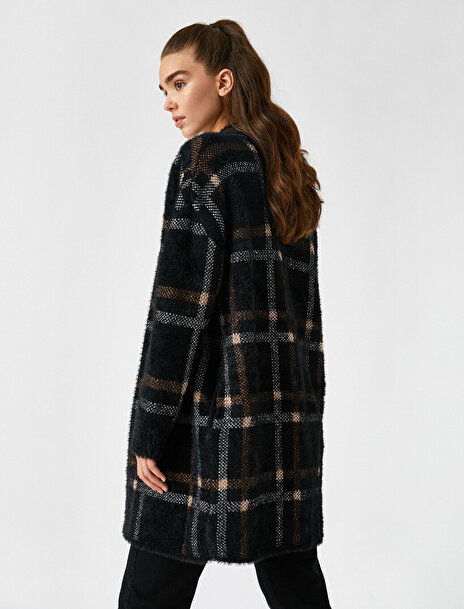 Koton Kadın Ekoseli Hırka Uzun Kollu